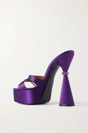 D'ACCORI Sienna Embellished Satin Platform Mules
