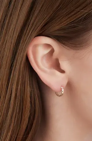 Bony Levy 14k Gold Textured Huggie Hoop Earrings