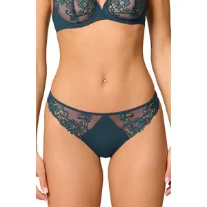 Simone Perele Saga Lace Trim Thong - Prestige Blue