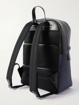SERAPIAN Mesh-trimmed Leather And Stepan Backpack