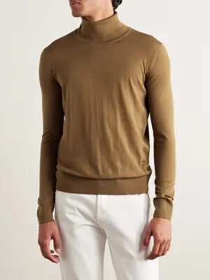 Loro Piana Slim-fit Virgin Wool Rollneck Sweater - Brown