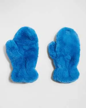 Apparis Coco Faux Fur Mittens Azure Blue