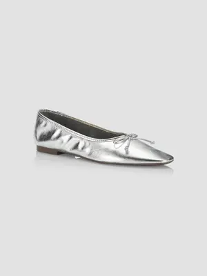 Schutz Arissa Leather Ballet Flats - Silver