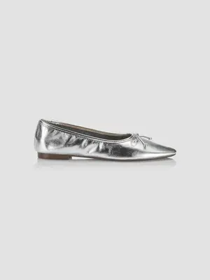 Schutz Arissa Leather Ballet Flats - Silver