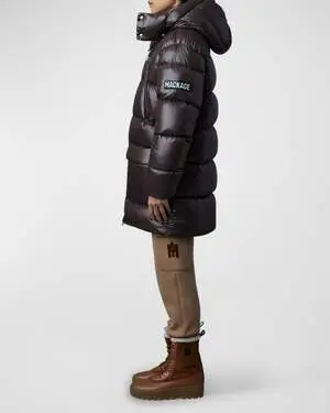 Mackage Men's Kendrick Long Hooded Puffer Coat - Coffee