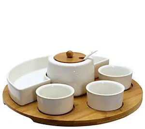 ELAMA 6-piece Lazy Susan Appetizer And Condimen T Server Set - One-color