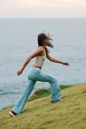 Free People FP Movement Cascade Hike Flare Cargo Pants Eucalyptus