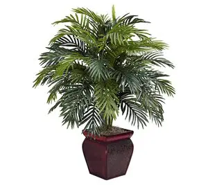 NEARLY NATURAL Areca Silk Plant W/decorative Planter By - One-color