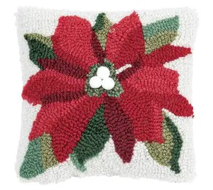 VALERIE PARR HILL 8' X 8' Poinsettia Hooked Throw Pillow Valer Ie - One-color