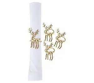 VALERIE PARR HILL - Goldtone Deer Napkin Ring Set Of 4 By Valerie