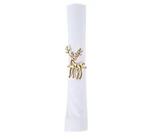 VALERIE PARR HILL - Goldtone Deer Napkin Ring Set Of 4 By Valerie