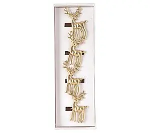 VALERIE PARR HILL - Goldtone Deer Napkin Ring Set Of 4 By Valerie