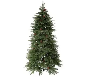 GLITZHOME Pre Lit Fir Artificial Tree W/ Led Li Ghts & Remote - One-color