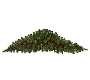 NEARLY NATURAL 6' Christmas Swag With 50 Led Lights By - One-color