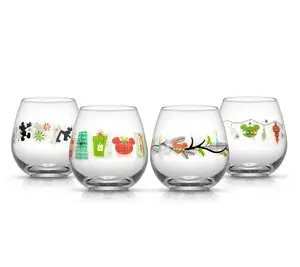 JOYJOLT Set Of 4 Disney Mickey Joy O Joy Stemle S Wine Glass - One-color