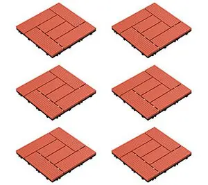 PURE GARDEN 6-piece Interlocking Terra Cotta Co Lor Patio Tiles - One-color