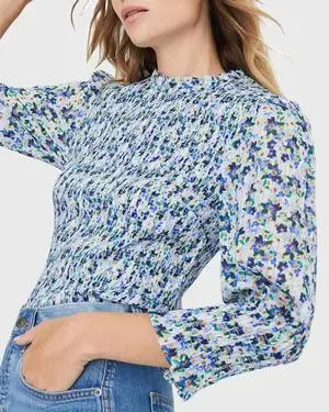 Veronica Beard Kali Floral Smocked Top - Multi