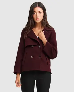 BELLE & BLOOM I'm Yours Wool Blend Peacoat - Black Red