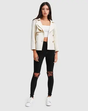 BELLE & BLOOM I'm Yours Wool Blend Peacoat - Black White