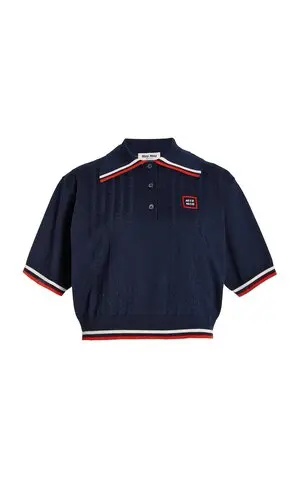 Miu Miu Cable-knit Polo Sweater - Blue