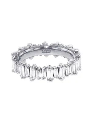 SUZANNE KALAN - Diamond Baguette New Classic White Gold Eternity Band Ring