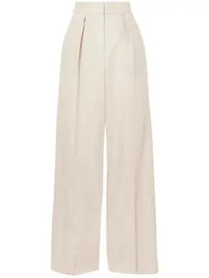 Brunello Cucinelli Pleated Linen-blend Twill Wide-leg Pants