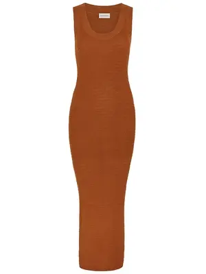 BY MALENE BIRGER Minasia Rust Fine-knit Midi Dress