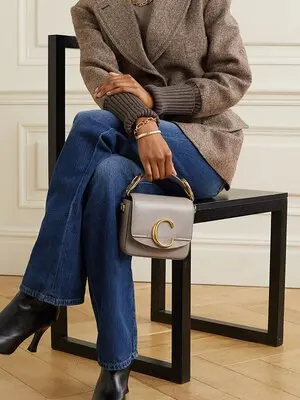 Chloé C Mini Suede-trimmed Leather Shoulder Bag