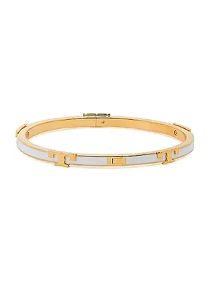 Tory Burch Serif Logo Enamelled Gold-tone Bracelet