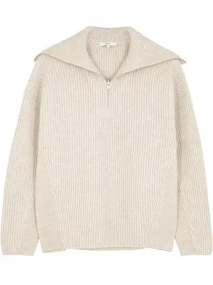Vince Stone Half-zip Wool-blend Jumper
