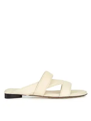 Bottega Veneta The Band Cream Leather Sliders