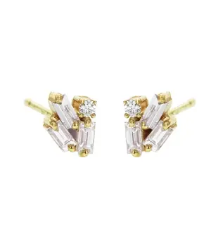 SUZANNE KALAN-0.33 Diamond Cluster Firework Stud Yellow Gold Earrings