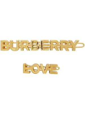 Burberry - Gold Logo & 'Love' Hair Clips