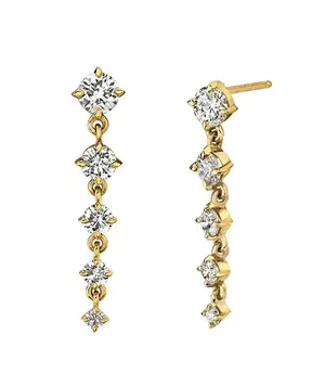 lizzie mandler-Eclat Diamond 5 Drop Descending Yellow Gold Drop Earrings