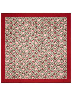 Gucci Silk Scarf With Gg Apple Print
