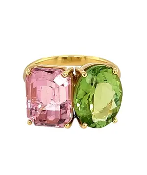irene neuwirth-Gemmy Gem Pink And Green Tourmaline Yellow Gold Ring