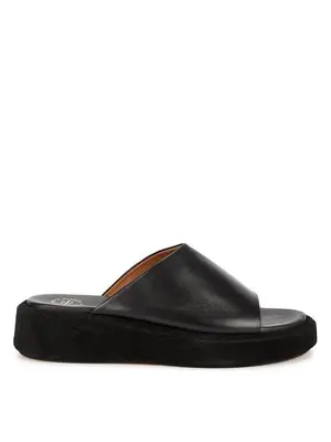 ATP ATELIER Pacci 50 Black Leather Flatform Sliders