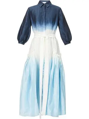 Gabriela Hearst Cervantes Recycled-linen And Recycled-silk Blend Maxi Dress