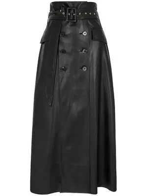 Nanushka Zane Black Faux Leather Midi Skirt