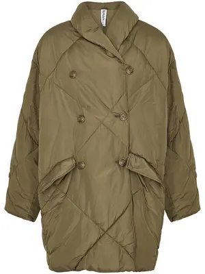 Free People Ella Army Green Quilted Shell Coat