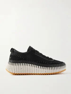 Chloé Nama Embroidered Sneakers - Black