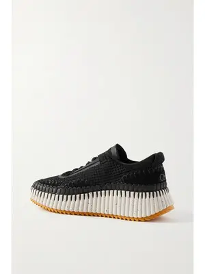 Chloé Nama Embroidered Sneakers - Black