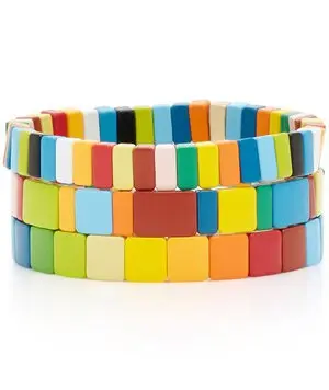 ROXANNE ASSOULIN Rainbow Brite Set Of Three Enamel Bracelets