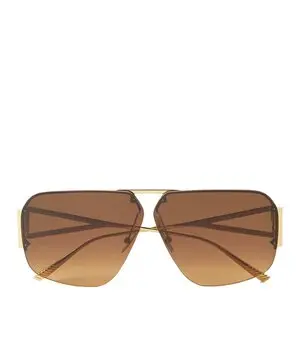 Bottega Veneta Aviator-style Gold-tone Sunglasses