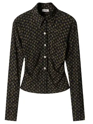 Nanushka Felda Mesh Jersey Shirt Illusion Check
