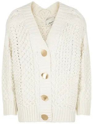 3.1 Phillip Lim Ivory Cable-knit Wool-blend Cardigan