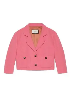 Gucci Pink-multicolor Soft Wool Tweed Single Breasted Boxy Jacket