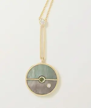 Retrouvai Compass 14-karat Gold Multi-stone Necklace