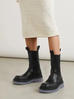 Bottega Veneta Rubber-trimmed Leather Chelsea Boots