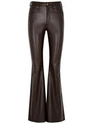Veronica Beard Beverly Dark Brown Faux Leather Trousers